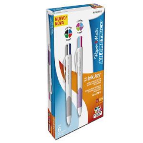BOLIGRAFO RETRACTIL SURTIDO KILOMETRICO INKJOY QUATRO BEROL CAJA C/6 ...