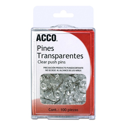 PIN TRANSPARENTE ACCO C/100 PIEZA – EBENEZER PAPELERA